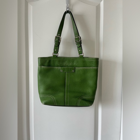 Coach | Bags | Coach Hamilton Green Pebbled Leather Tote Bag | Poshmark